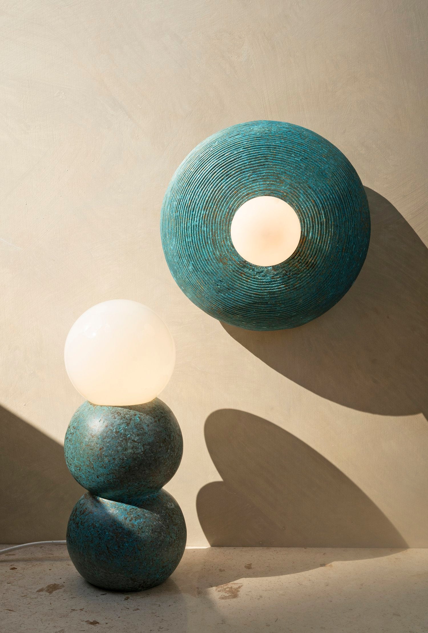 CONVEX SCONCE - COILED RICE HUSK BLUE
