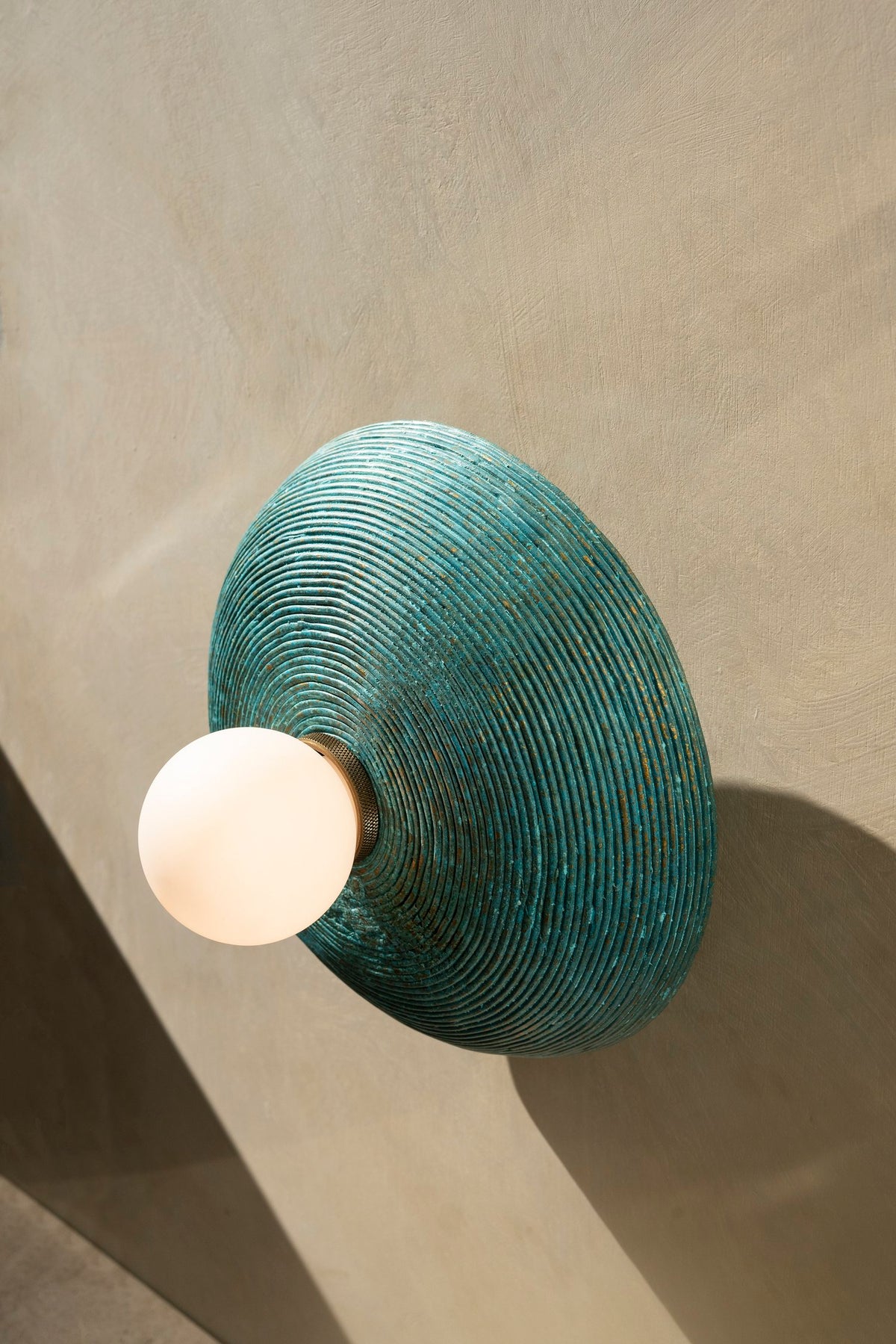 CONVEX SCONCE - COILED RICE HUSK BLUE