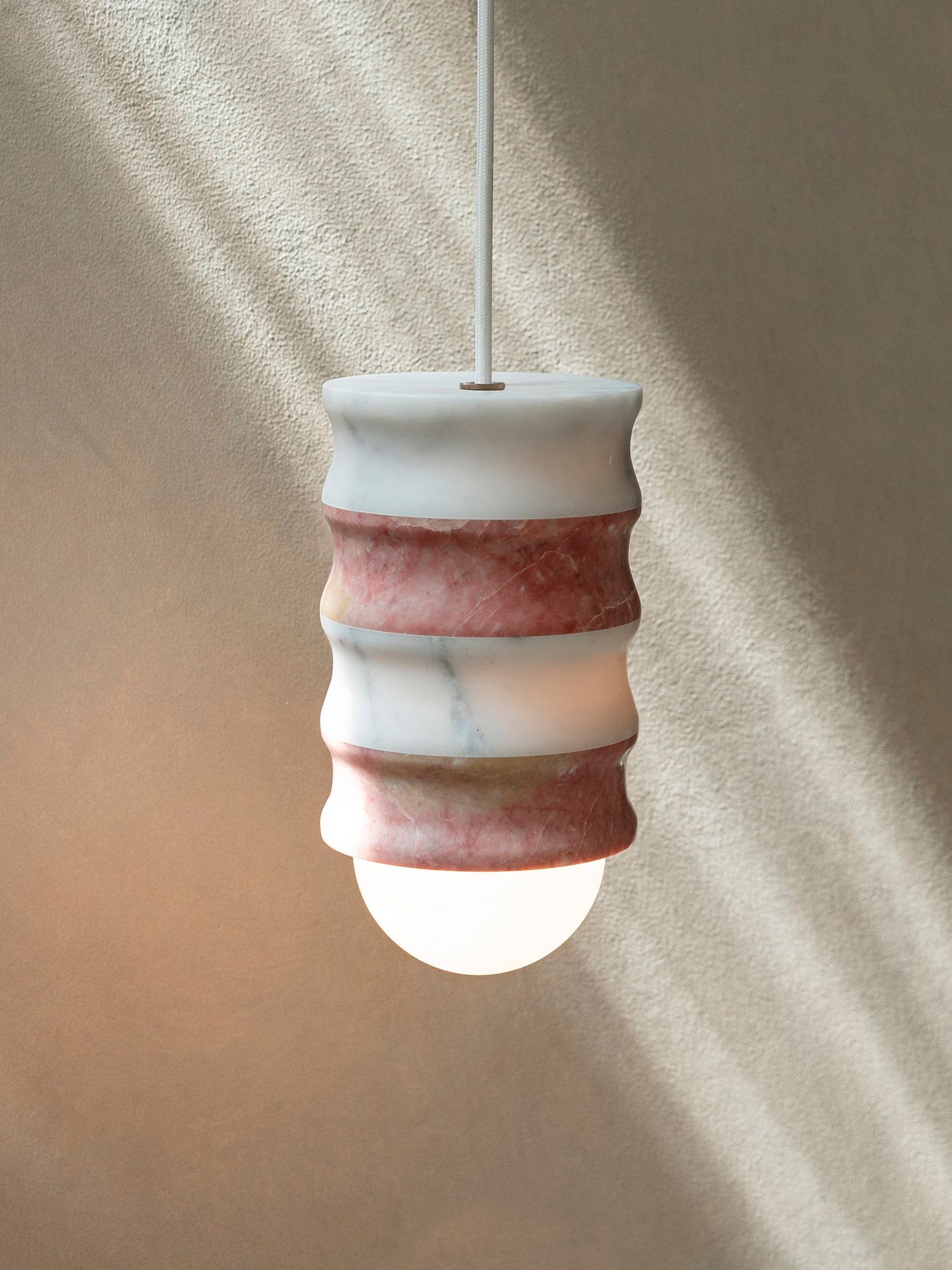 FLUTED PENDANT - PINK + WHITE